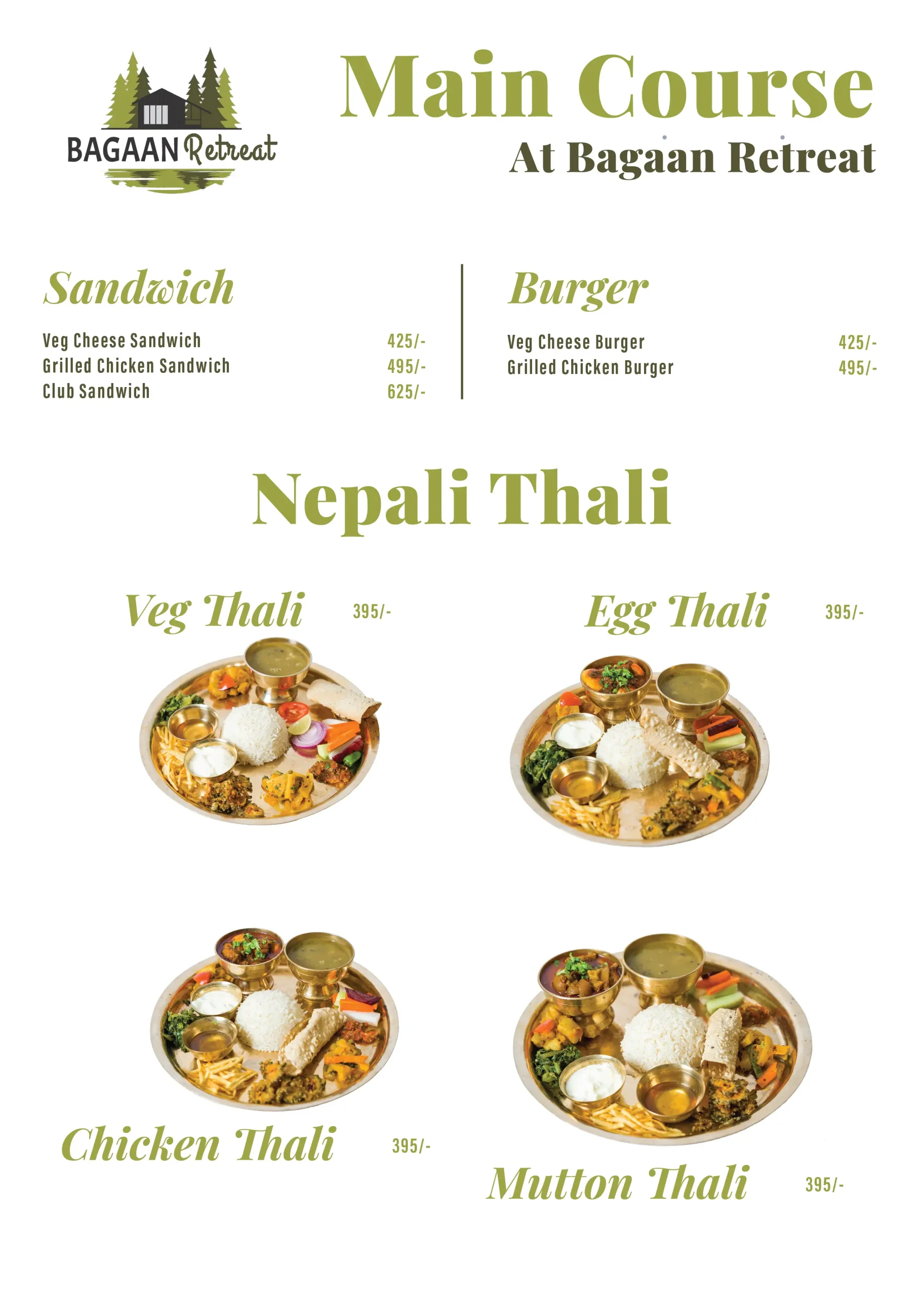 Menu - Bagaan Retreat